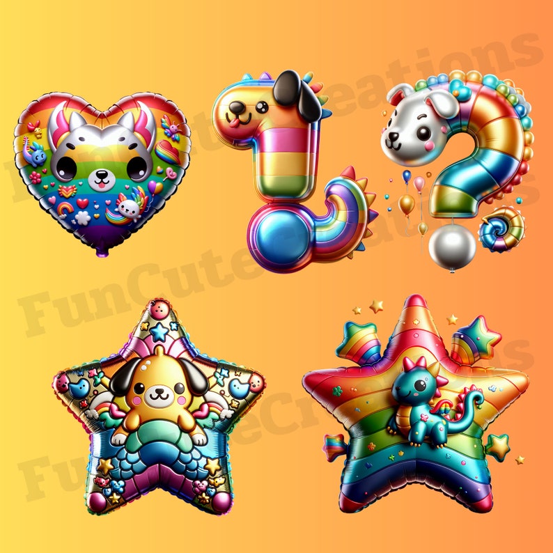 Rainbow Fantasy Animals Foil Balloons, Rainbow Fantasy Animals Clipart ...