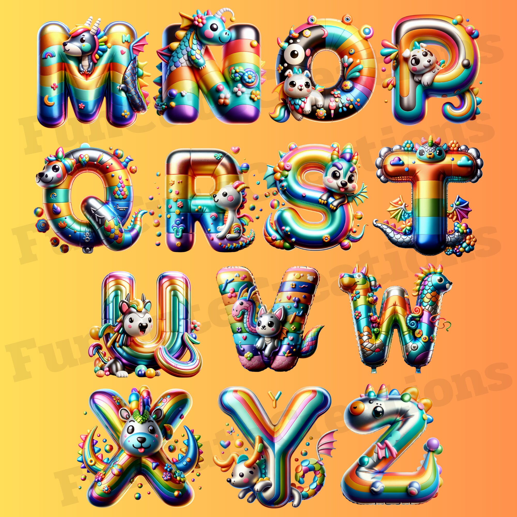 Rainbow Fantasy Animals Foil Balloons, Rainbow Fantasy Animals Clipart ...