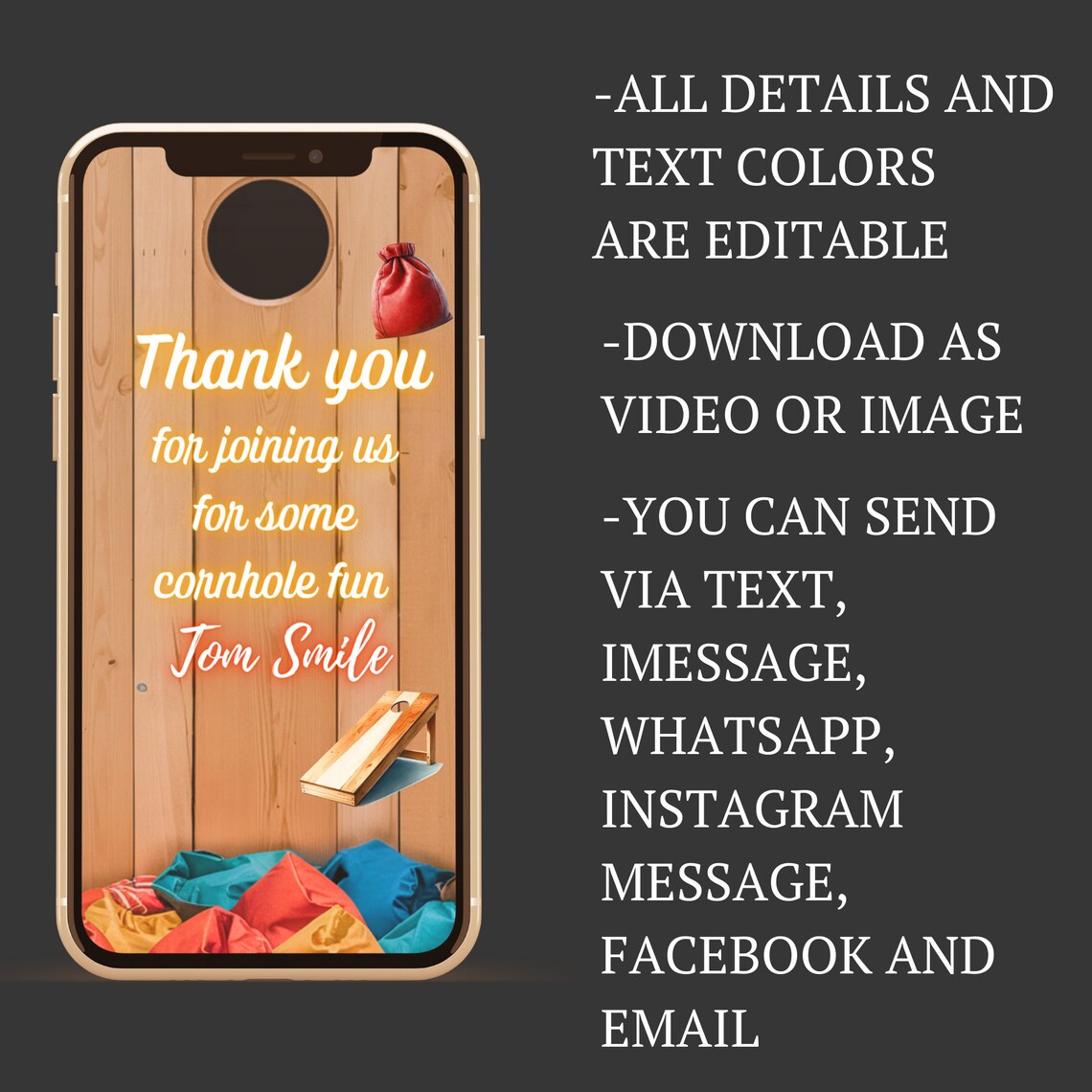 Cornhole Party Invitation Template, Cornhole Invitation, Cornhole ...