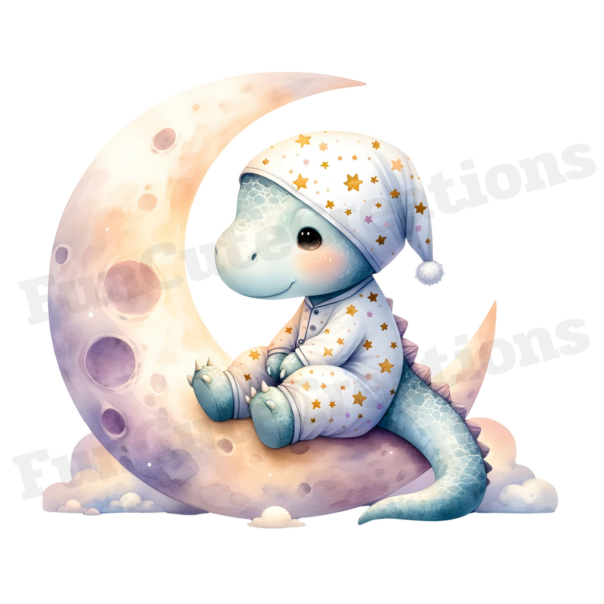 Dino Sit on the Moon Clipart, Moon Clipart, Dinosaur Moon Clipart ...
