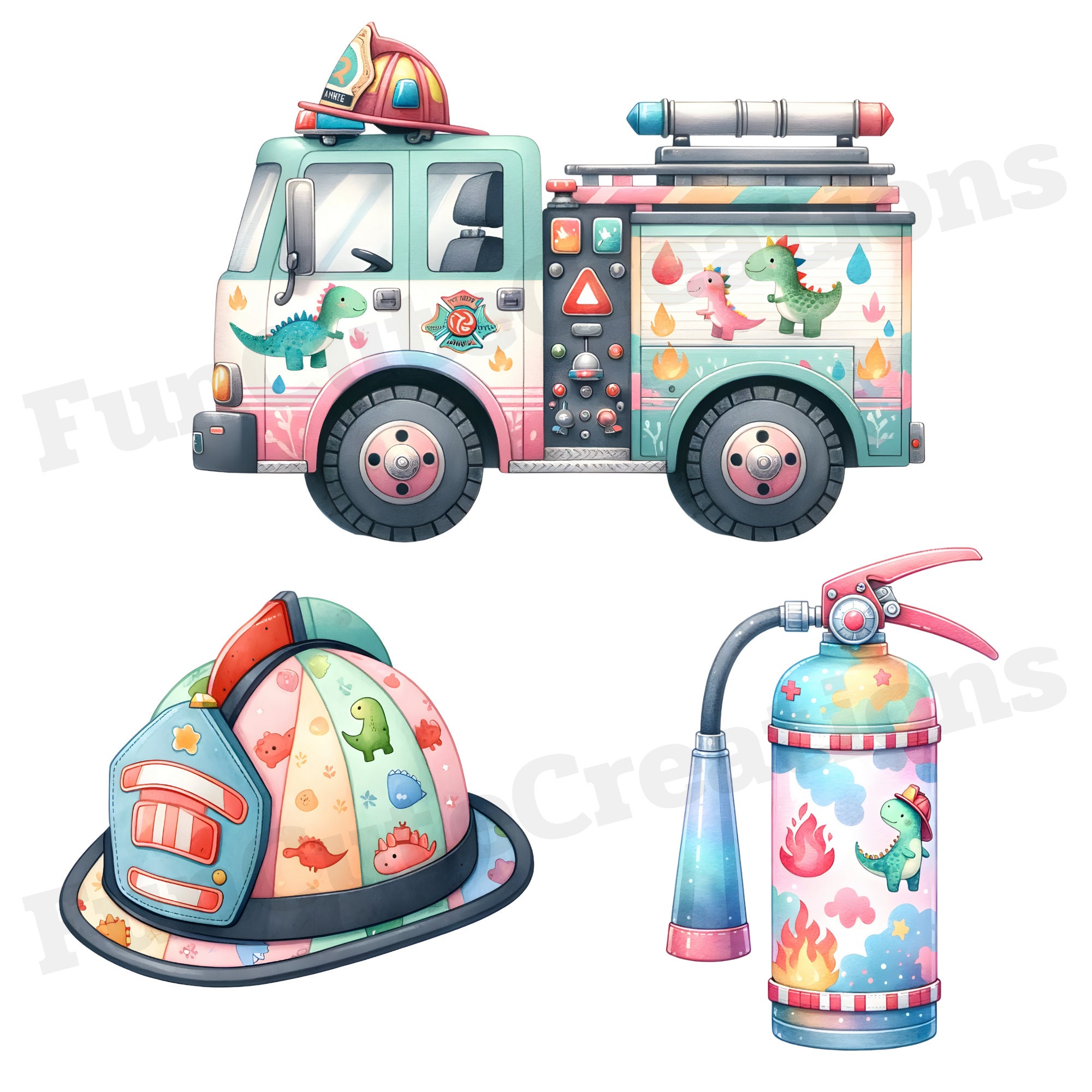 Fire Fighter Dinosaur Clipart, Firefighter Clipart, Fireman Dino PNG ...