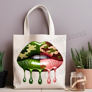 Camouflage Lips PNG, Military Green and Pink Dripping Lips, Camo ...