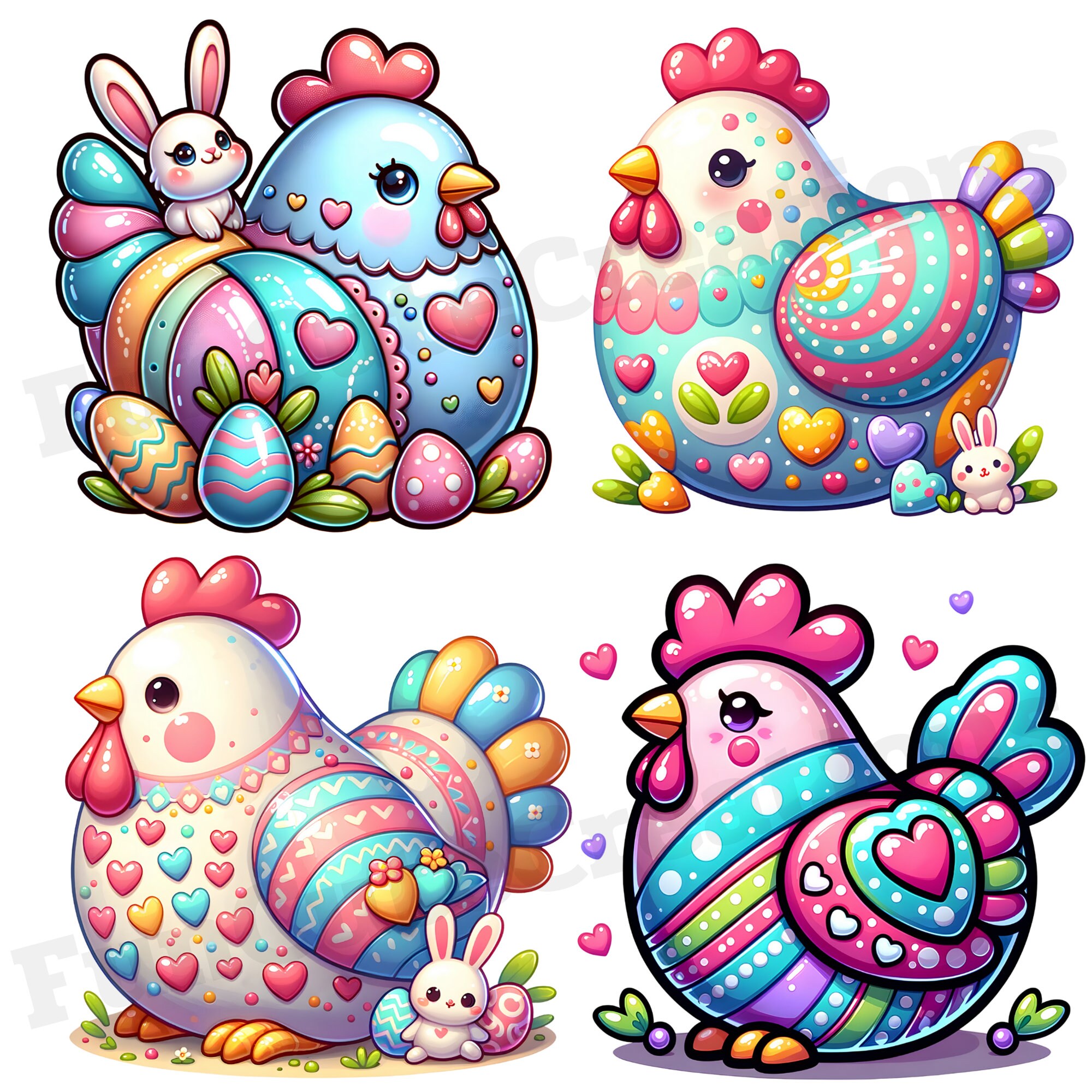 Easter Ceramic Chicken Clipart, Easter Clipart, Easter Chicken, Easter ...