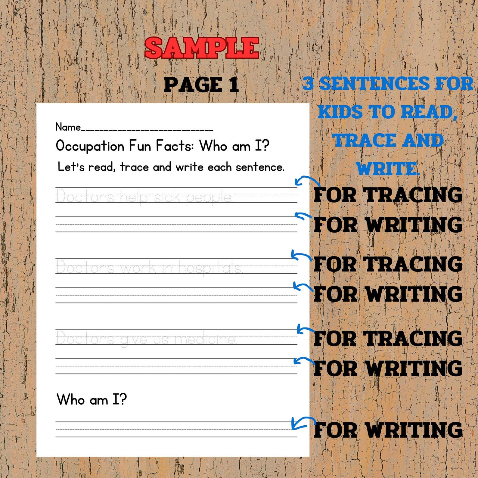Occupations Handwriting Practice Worksheets, Printable Handwriting ...