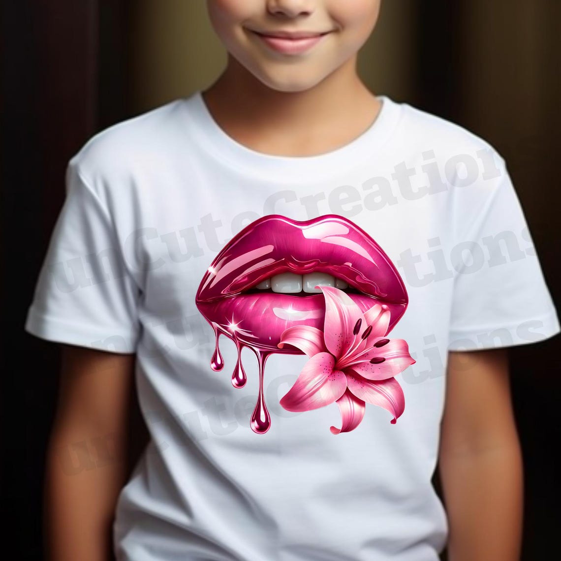 Pink Dripping Lips With Lily PNG, Floral Lips Clipart, Lily Lips ...