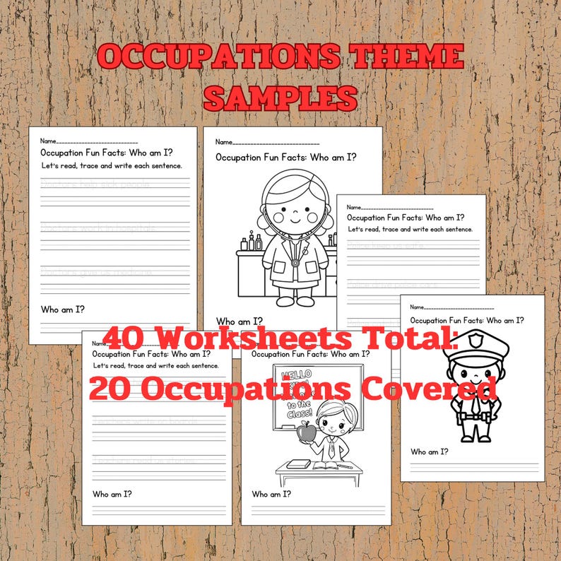 Occupations Handwriting Practice Worksheets, Printable Handwriting ...
