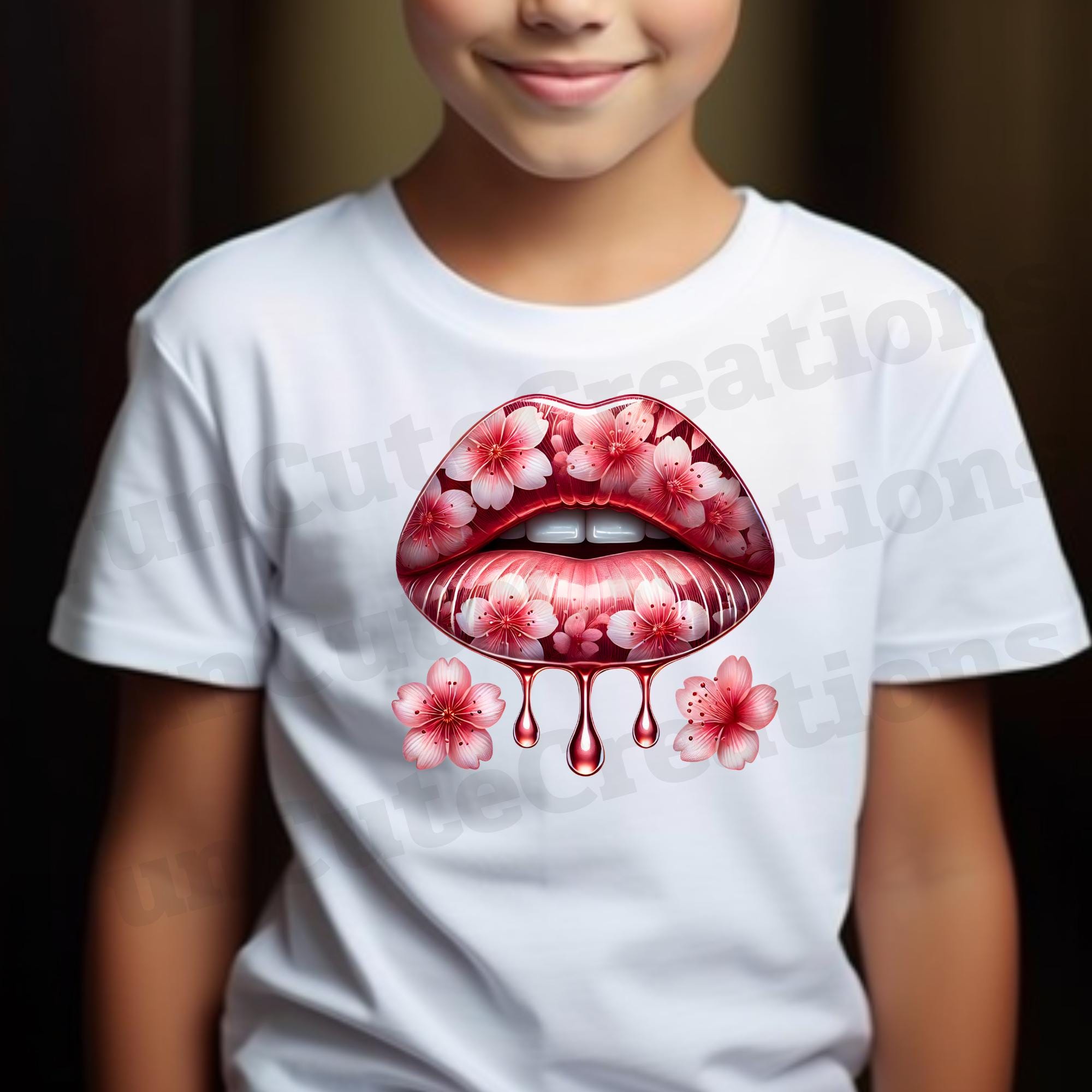 Dripping Lips With Cherry Blossom PNG, Cherry Blossom Lips PNG, Sakura ...