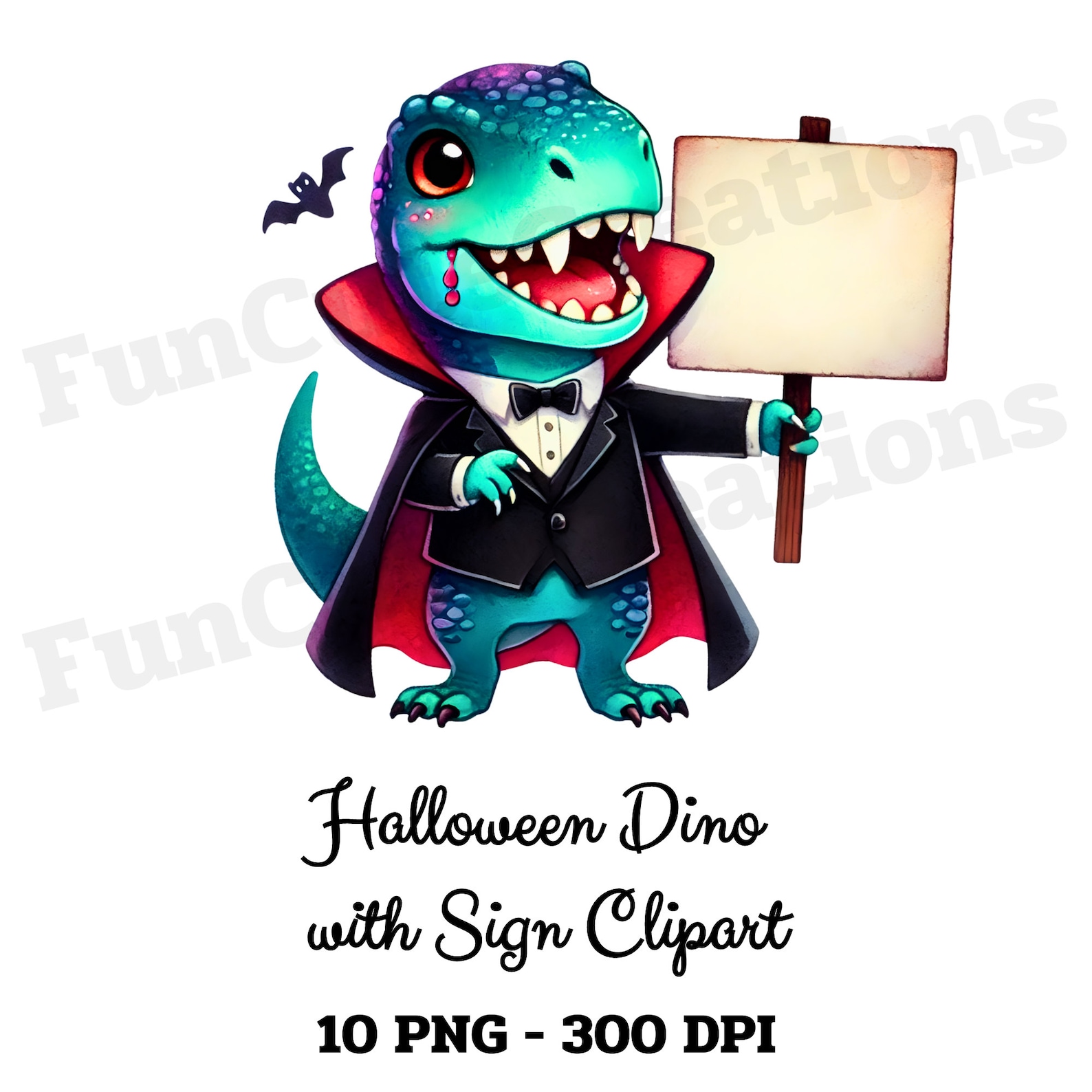 Halloween Dino With Sign Clipart, Halloween Dino PNG, Cute Dino PNG ...