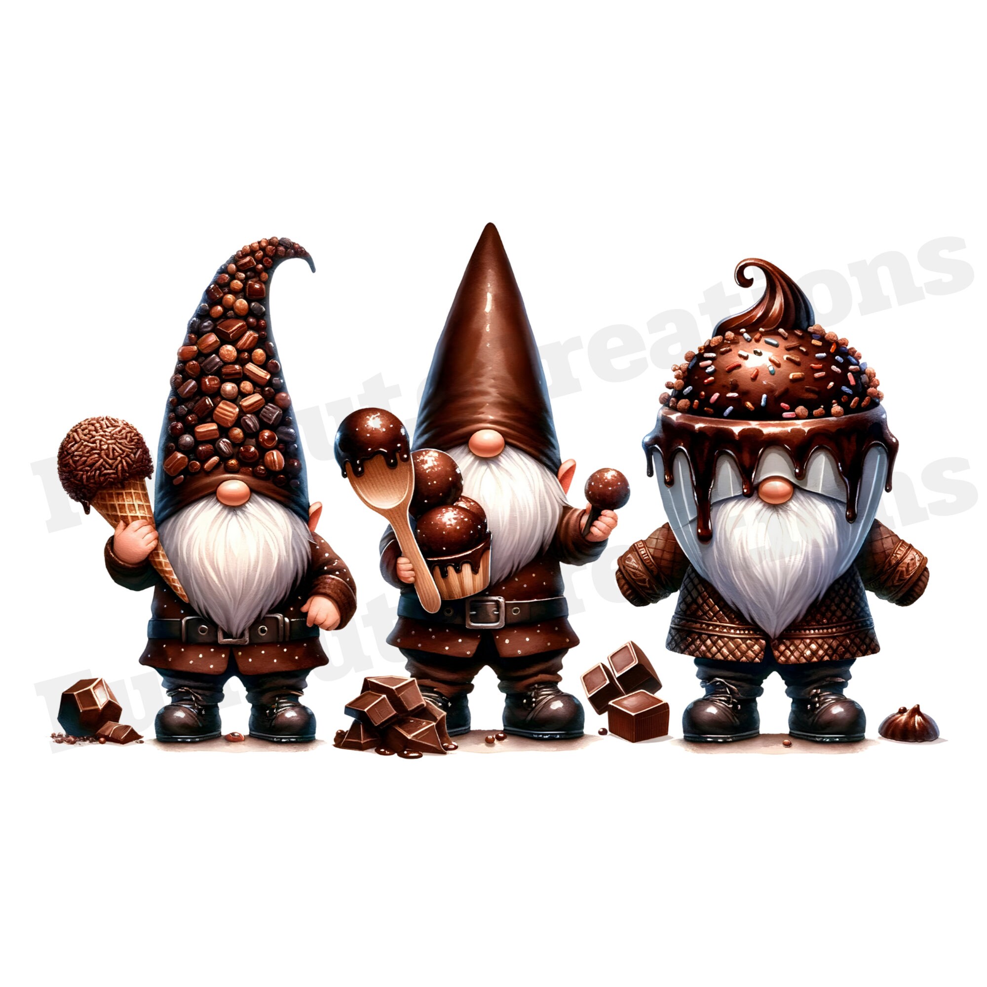 Ice Cream Three Gnomes Clipart, Ice Cream Clipart, Ice Cream Party ...