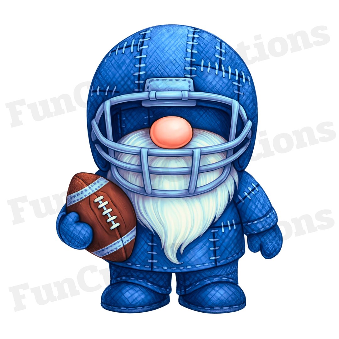 Denim Football Gnome PNG, Quilted Gnome PNG, Patchwork Sports Gnome ...