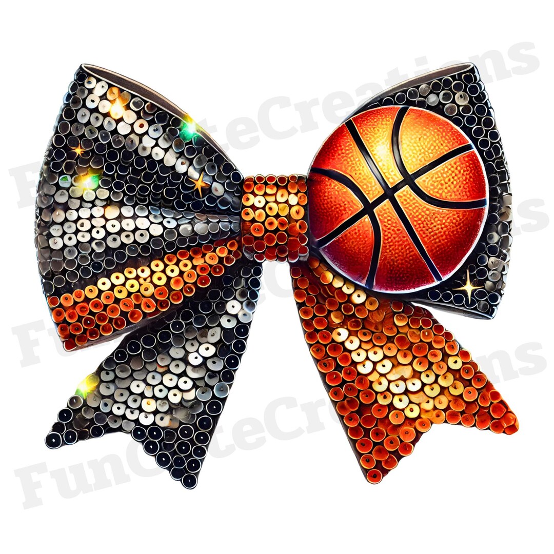 Orange and Black Coquette Basketball Bow PNG, Game Day PNG, Basketball ...