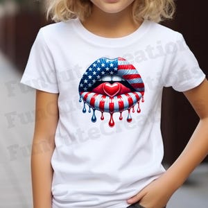 Patriotic Dripping Lips PNG, American Flag Dripping Lips Clipart, USA ...