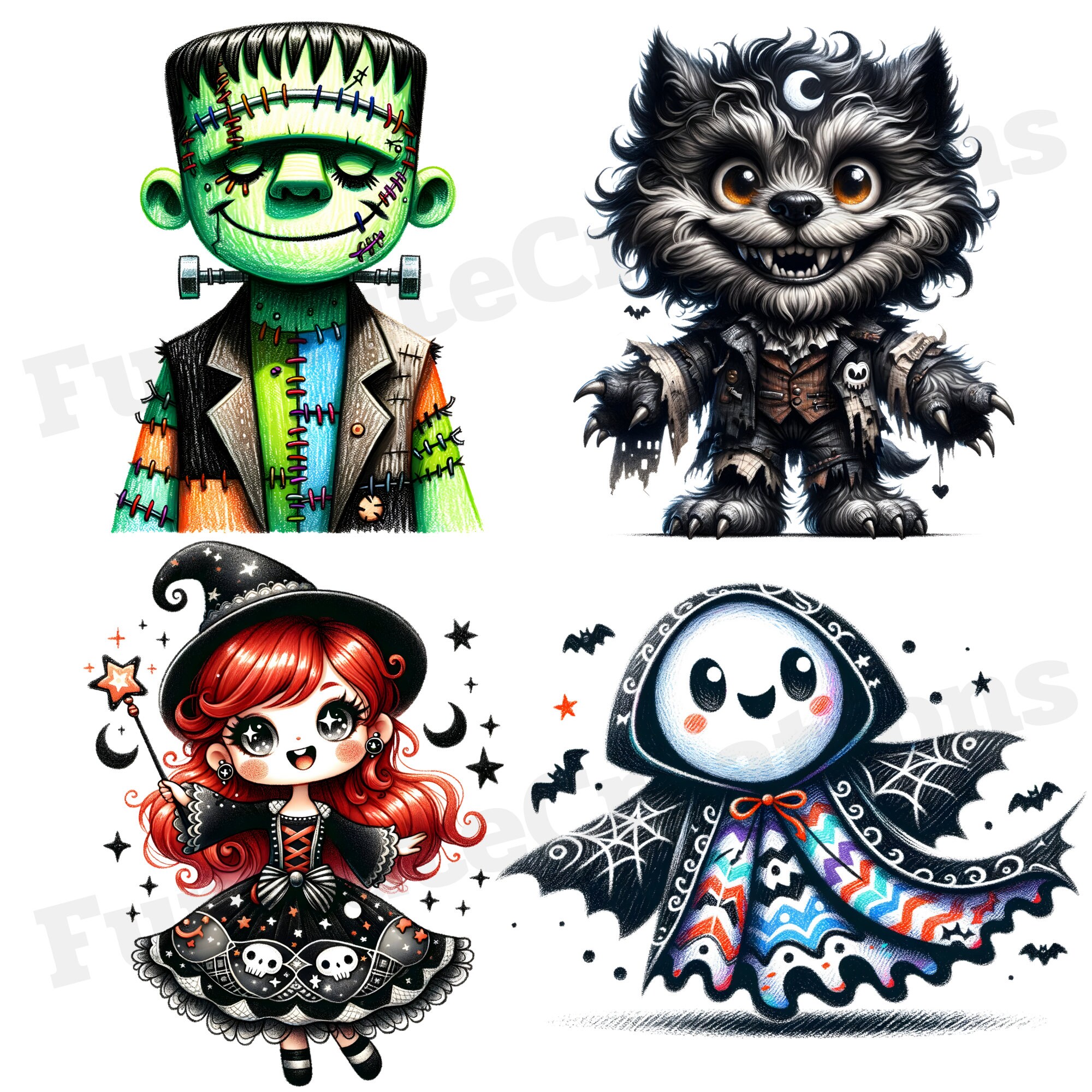 Crayon Halloween Clipart, Cute Halloween Clipart, Scrapbooking, Card ...