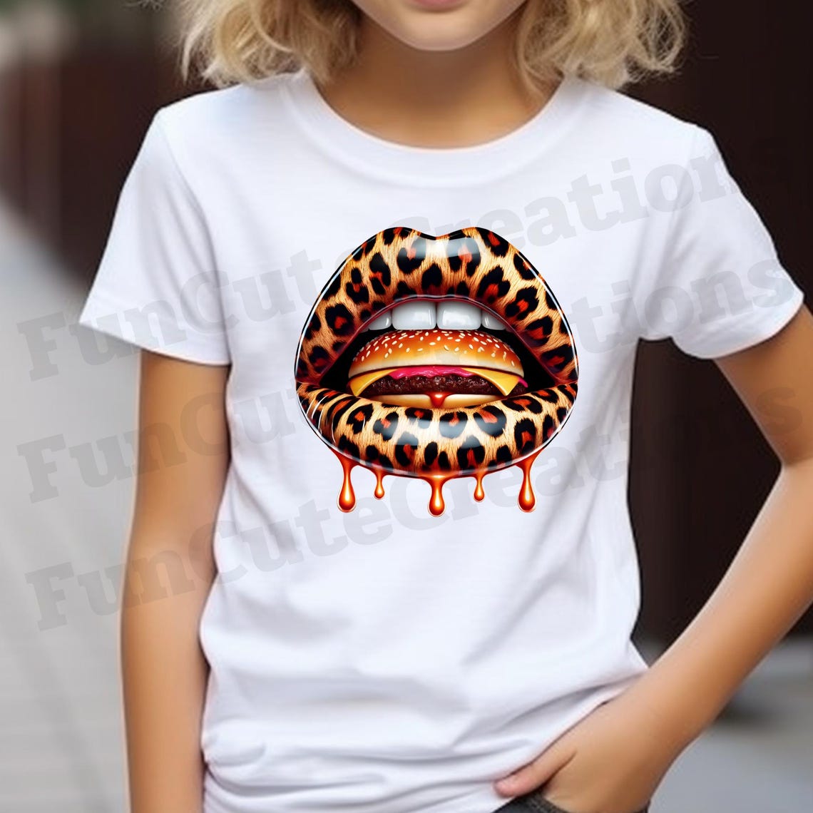 Leopard Dripping Lips With Burger PNG, Glossy Lips PNG, Burger Lover ...