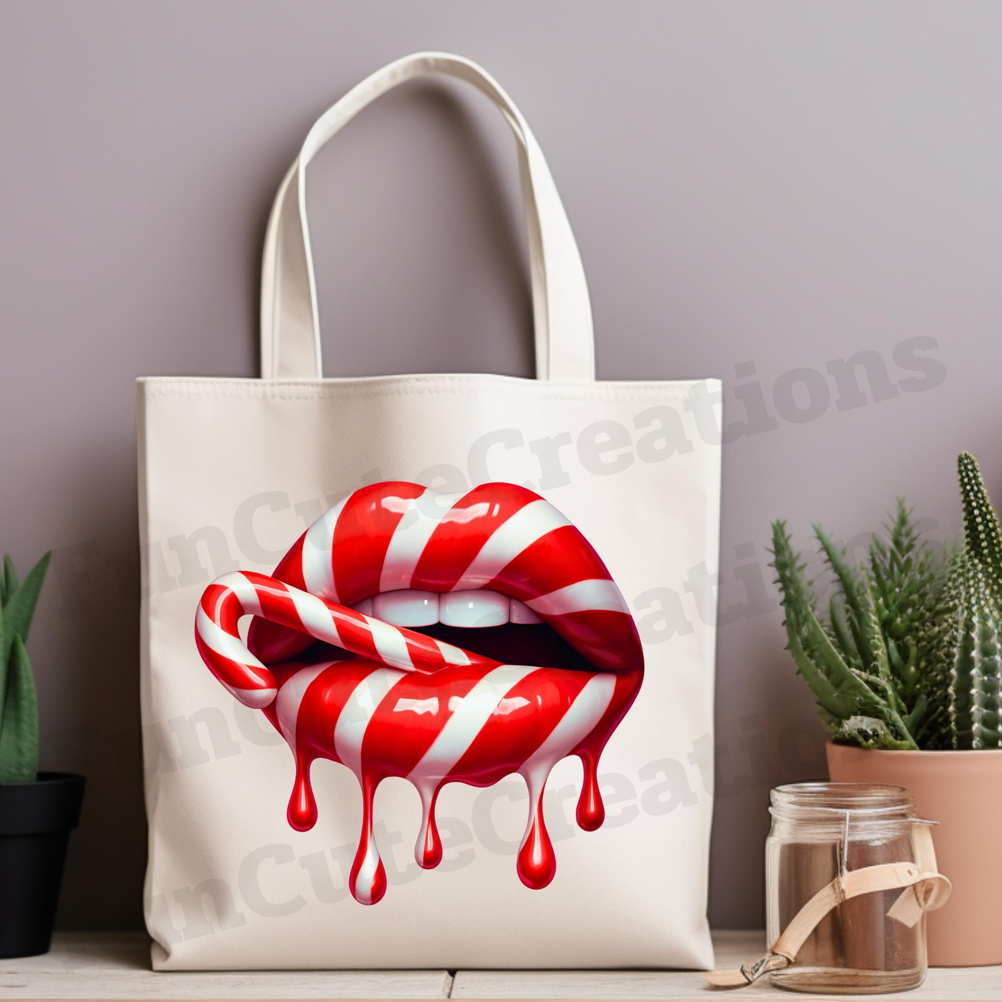 Candy Cane Dripping Lips PNG, Christmas Dripping Lips, Peppermint Lips ...