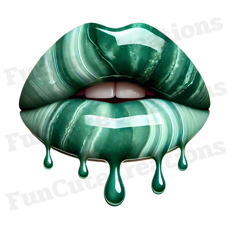 Jade Dripping Lips PNG, Green Lips Clipart, Glossy Lips PNG, Luxury ...