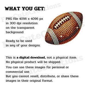 Rhinestone Football Clipart Set, Faux Rhinestone Football PNG, Disco ...