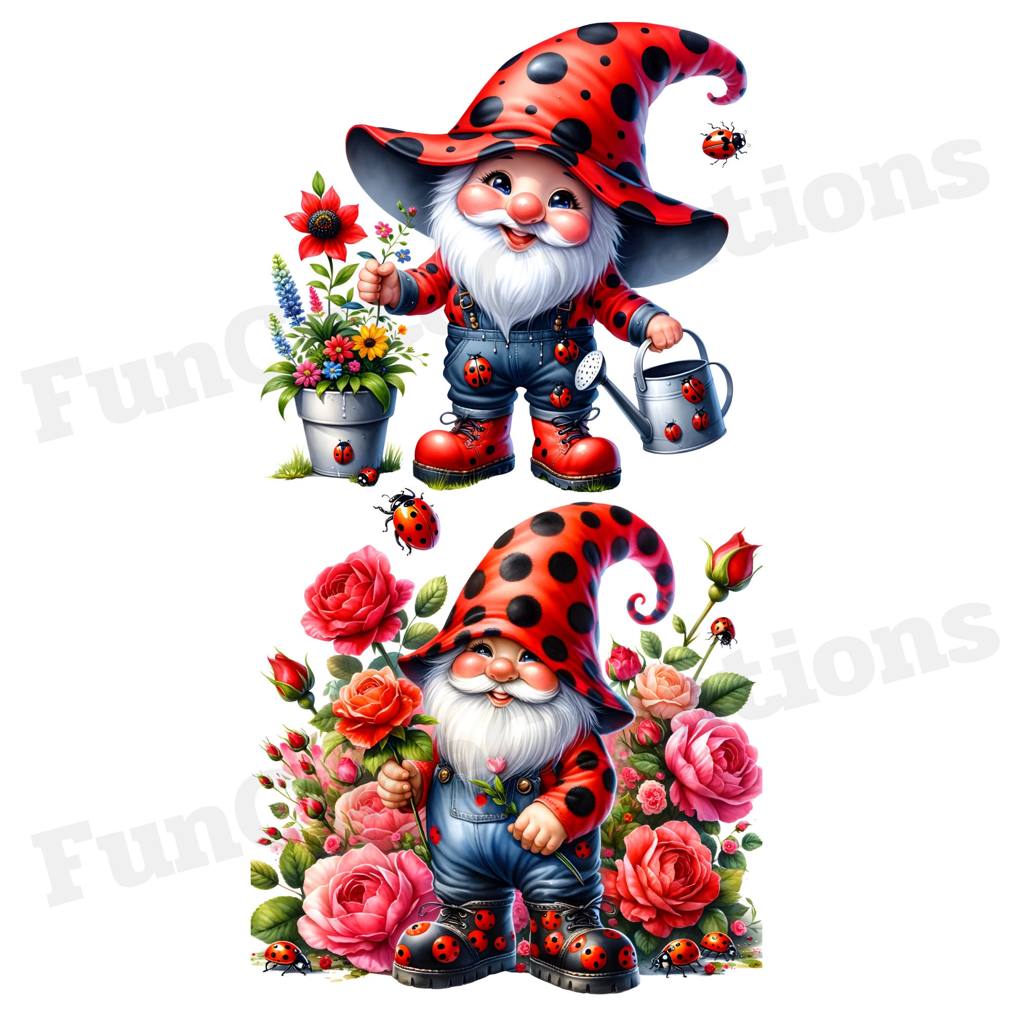 Ladybug Gnome Clipart, Ladybug Clipart, Spring Gnomes, Summer Gnomes ...