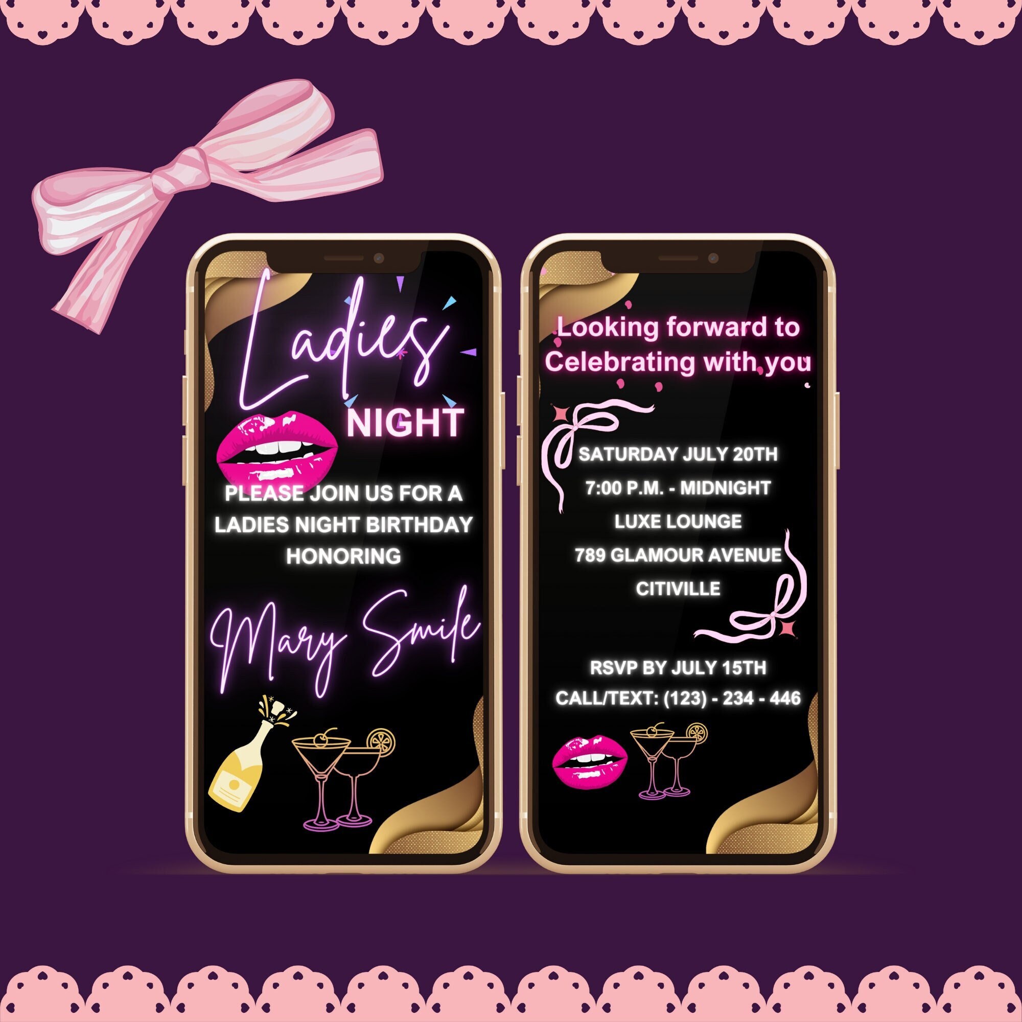 Ladies Night Invitation Template, Digital Video Ladies Night Invitation ...
