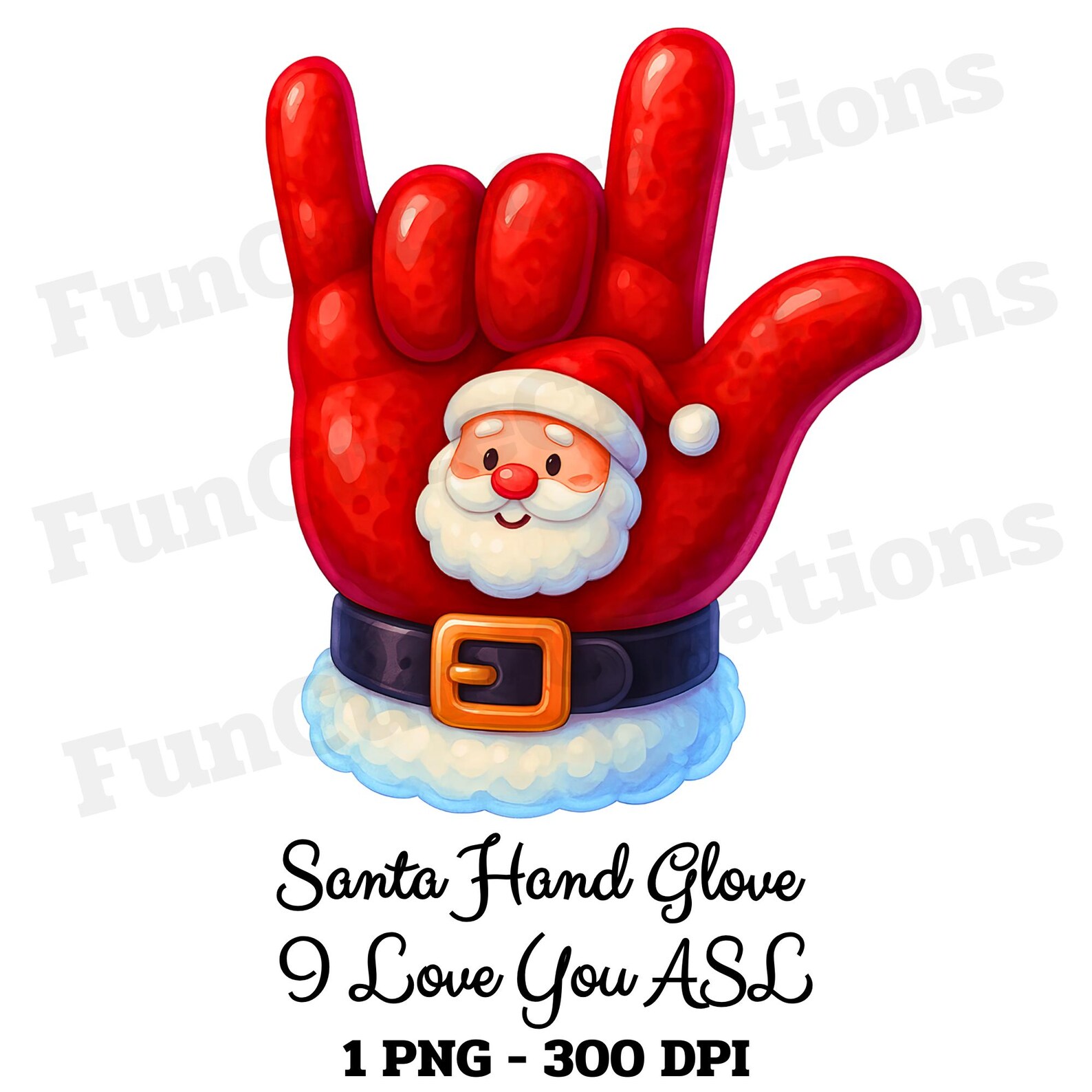 Santa Hand Glove I Love You ASL PNG, Christmas Sublimation PNG, Festive ...