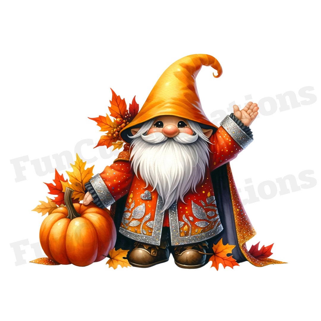Fall Gnome Clipart, Autumn Gnome PNG, Seasonal Gnome Art, Thanksgiving ...