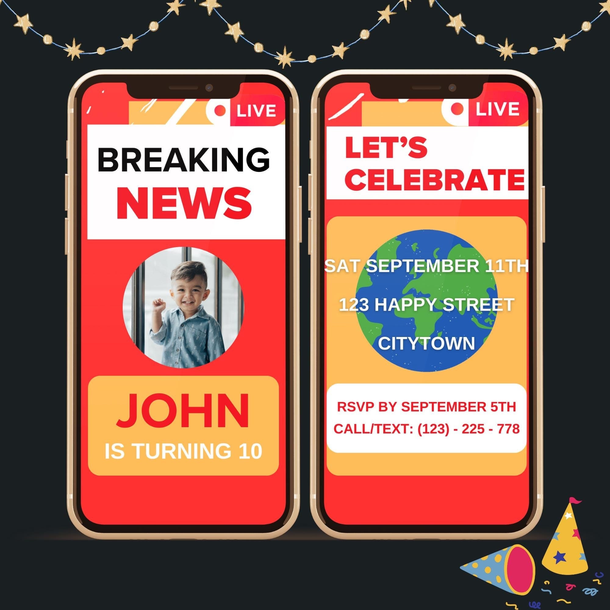 Breaking News Birthday Invitation Template, Digital Video Breaking News ...