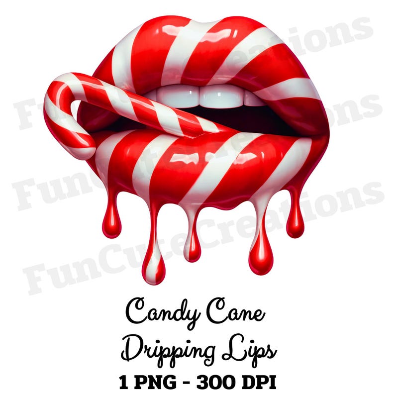 Candy Cane Dripping Lips PNG, Christmas Dripping Lips, Peppermint Lips ...