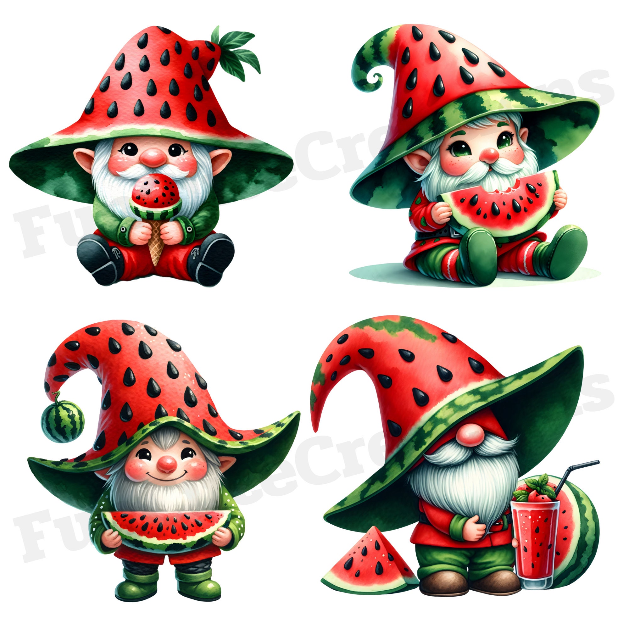 Watermelon Gnome Clipart, Watermelon Clipart, Gnome Summer Clipart ...