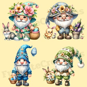 Easter Watercolor Gnome Clipart - 14 Charming Designs, Easter Gnome ...