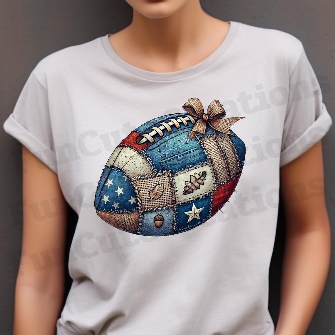 Denim Patchwork Football PNG, Football Mom PNG, Game Day Football ...