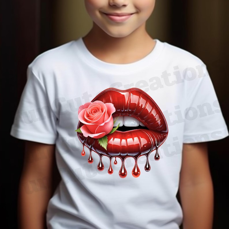 Dripping Lips With Pink Rose PNG, Rose Lips Clipart, Romantic Lips PNG ...