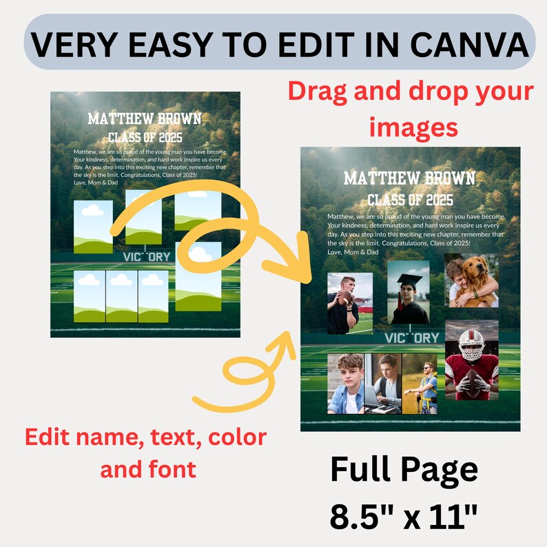 Yearbook Ad Template Football Field Background, Editable Canva Yearbook ...
