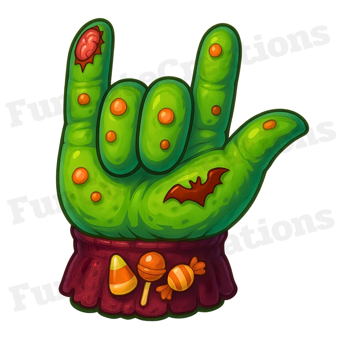 Halloween Hand Glove I Love You ASL PNG, Spooky Hand Sign PNG, Trick or ...