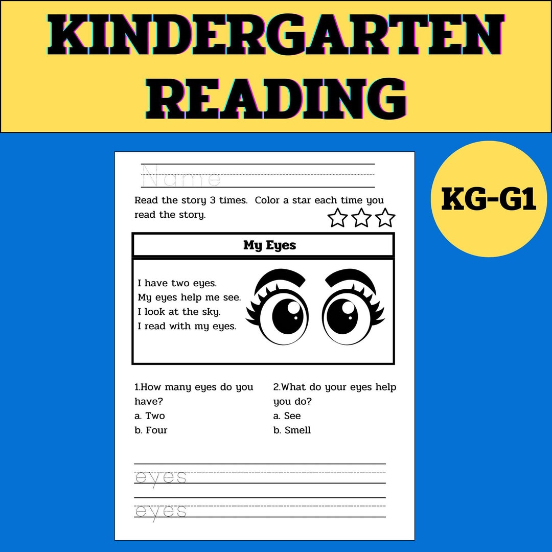 Kindergarten Reading Comprehension - All About My Body, Printable ...