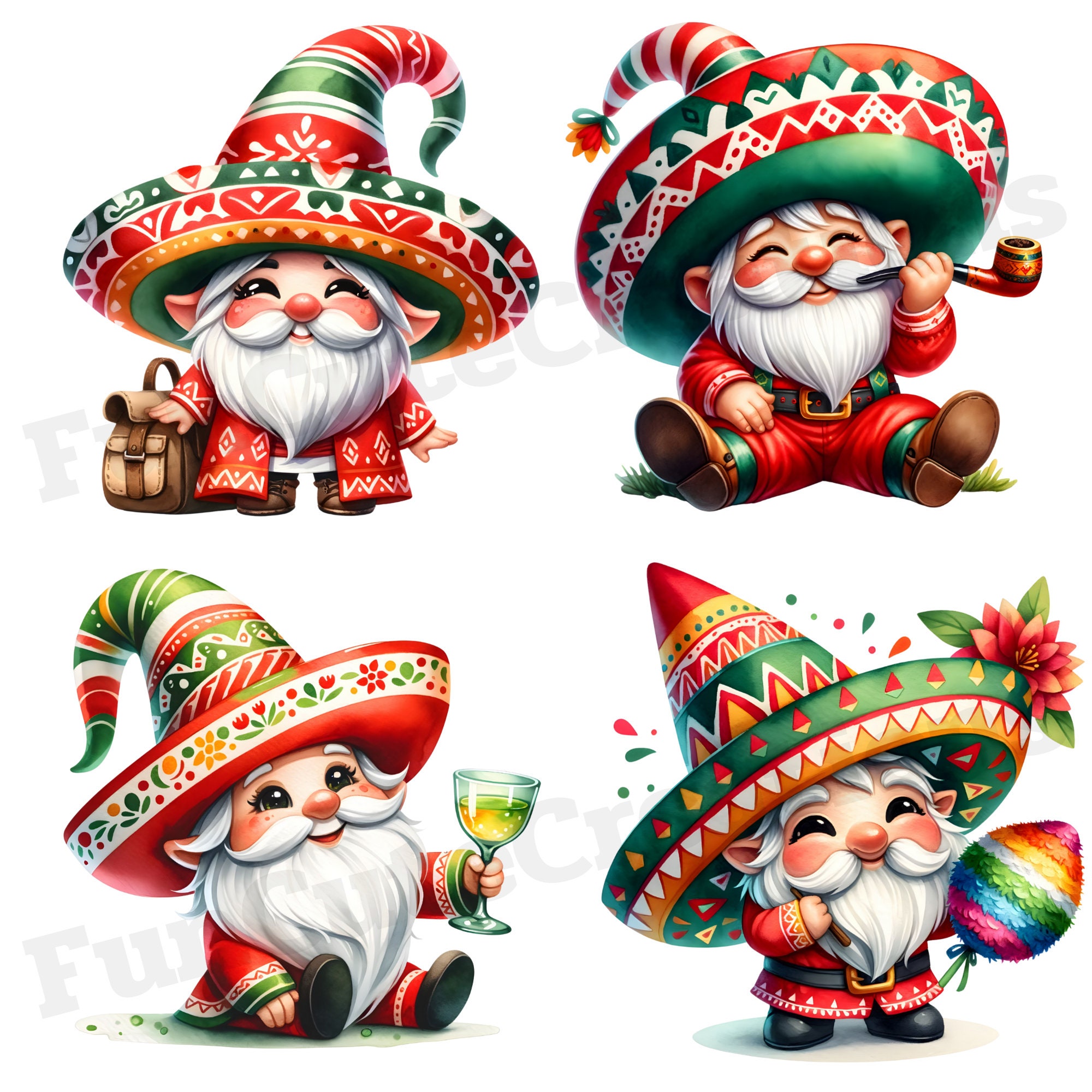 Cinco De Mayo Gnome Clipart - 20 Festive Watercolor Designs, Watercolor ...
