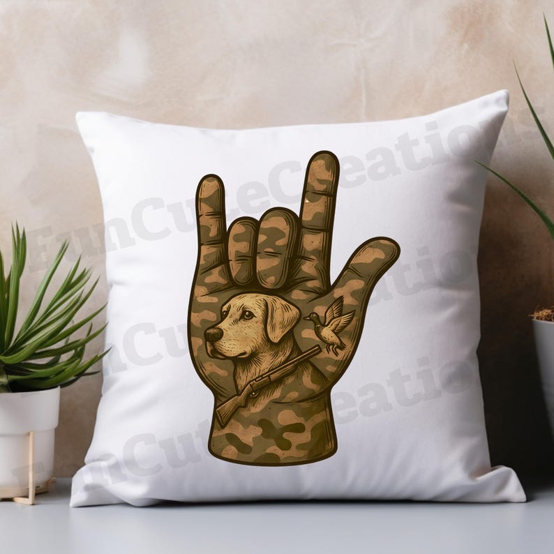 Camo Outdoor Hunting Dog Hand Glove I Love You ASL PNG, Waterfowl ...