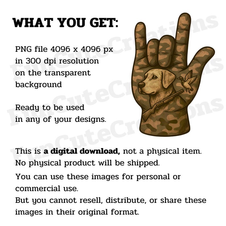Camo Outdoor Hunting Dog Hand Glove I Love You ASL PNG, Waterfowl ...