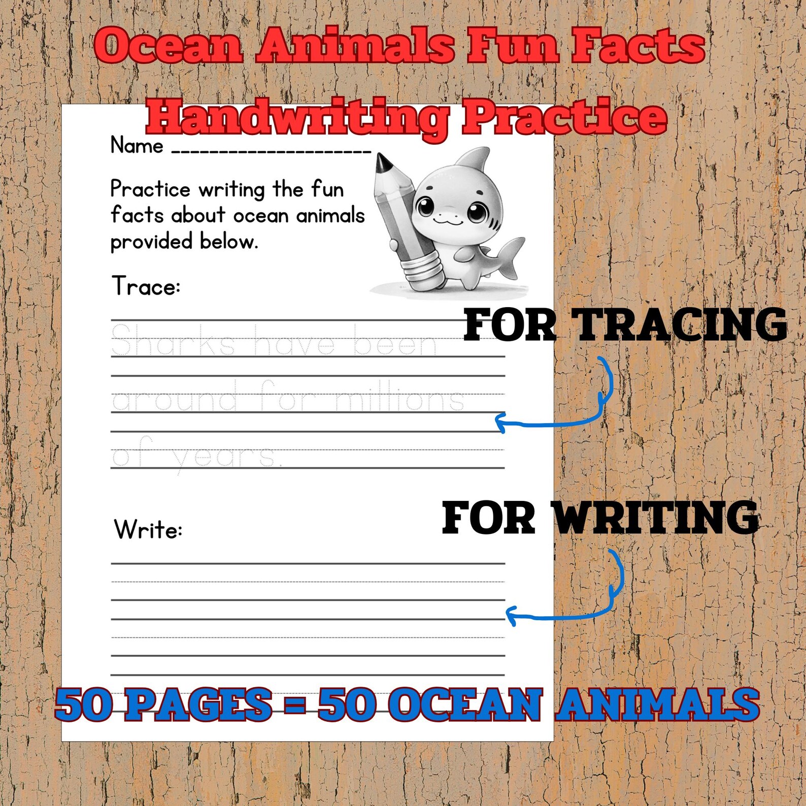 Ocean Animals Fun Facts Handwriting Practice, Printable Handwriting ...