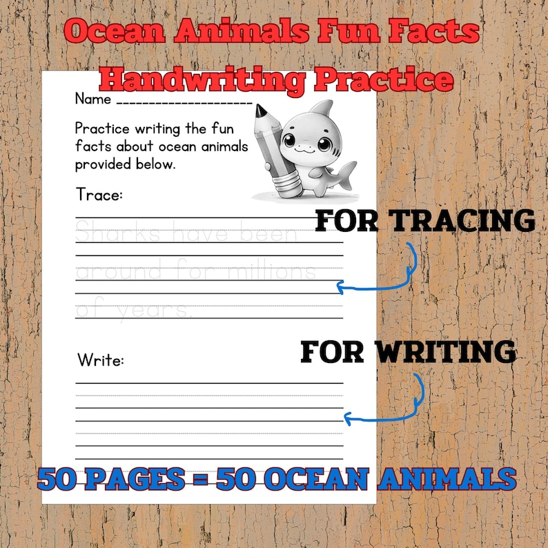 Ocean Animals Fun Facts Handwriting Practice, Printable Handwriting ...