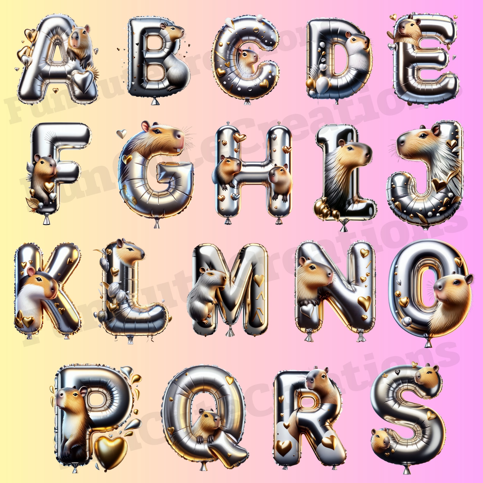 Capybara Foil Balloons, Capybara Balloon Clipart, Capybara Balloon ...