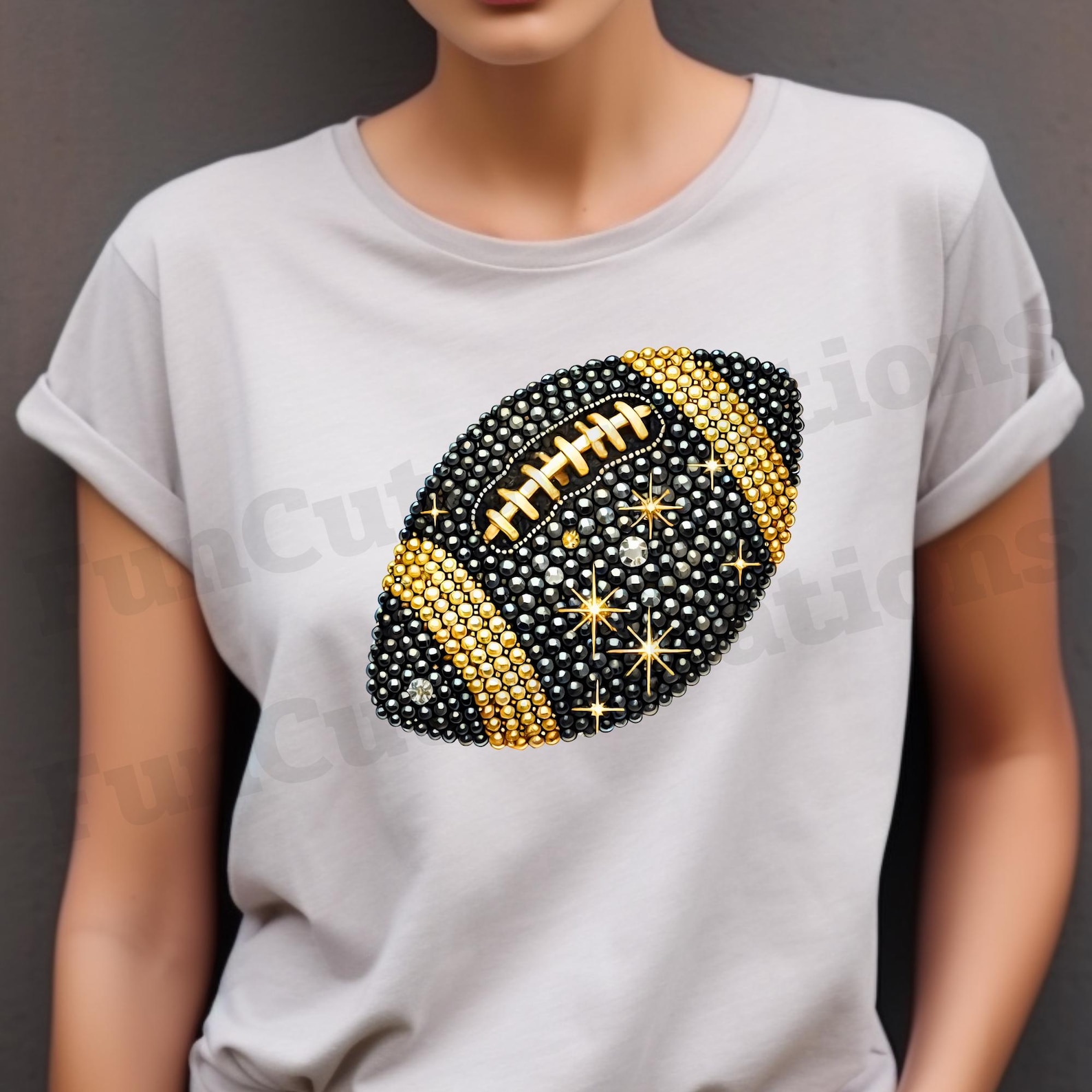 Rhinestone Football Clipart Set, Faux Rhinestone Football PNG, Disco ...