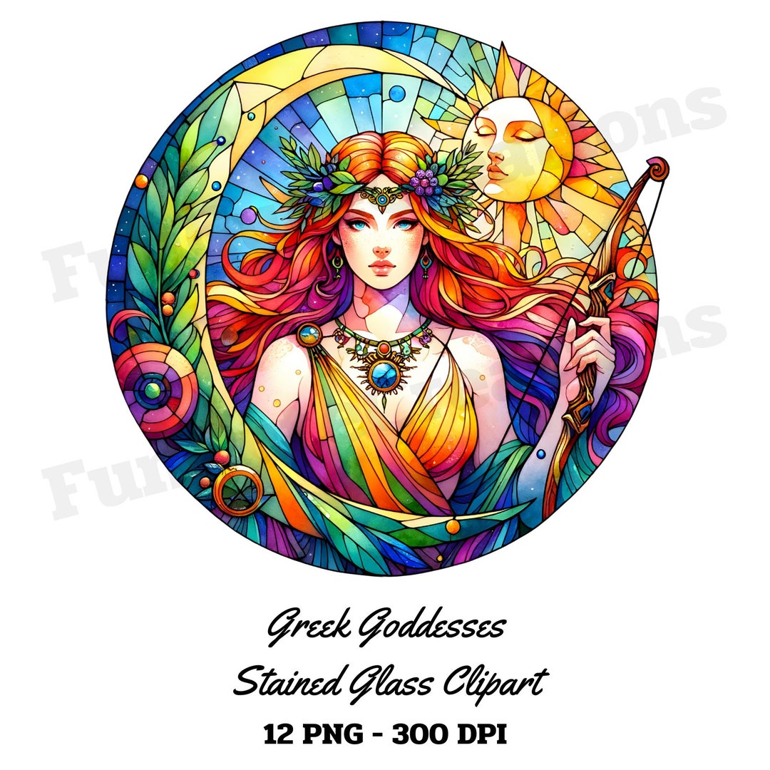 Greek Goddesses Stained Glass Clipart, Mythology Clipart, Greek ...