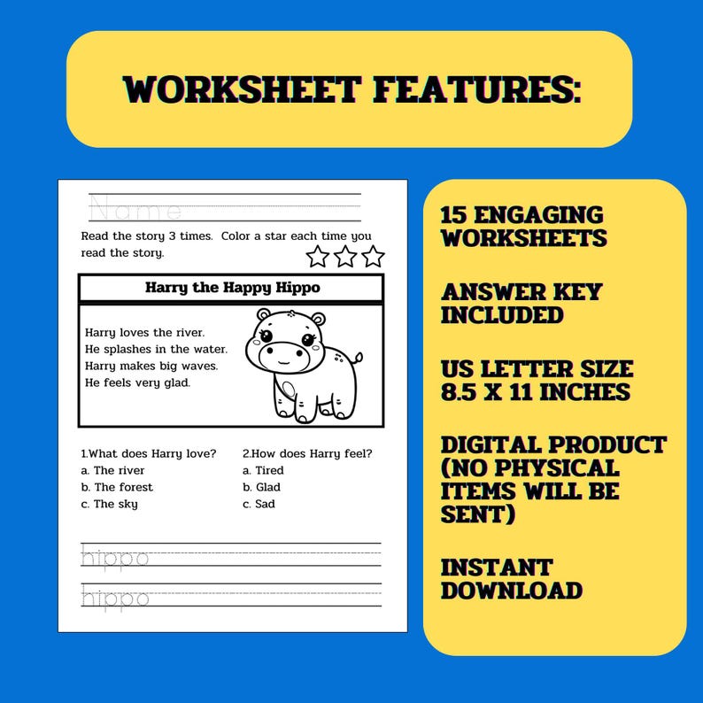 Kindergarten Reading Comprehension - 15 Animal-themed Worksheets ...