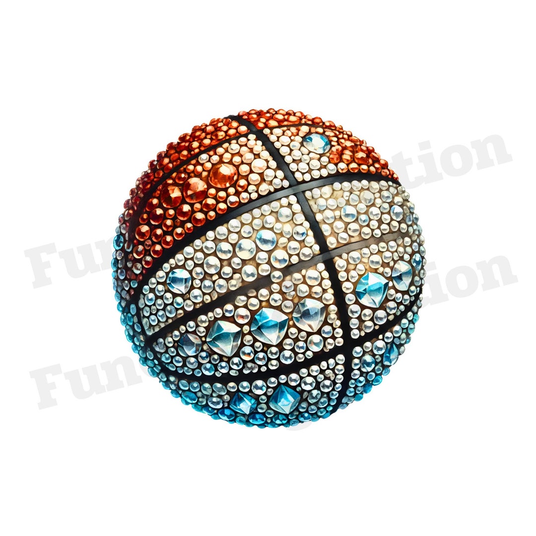 Rhinestone Basketball Clipart Set, Faux Rhinestone Basketball PNG ...