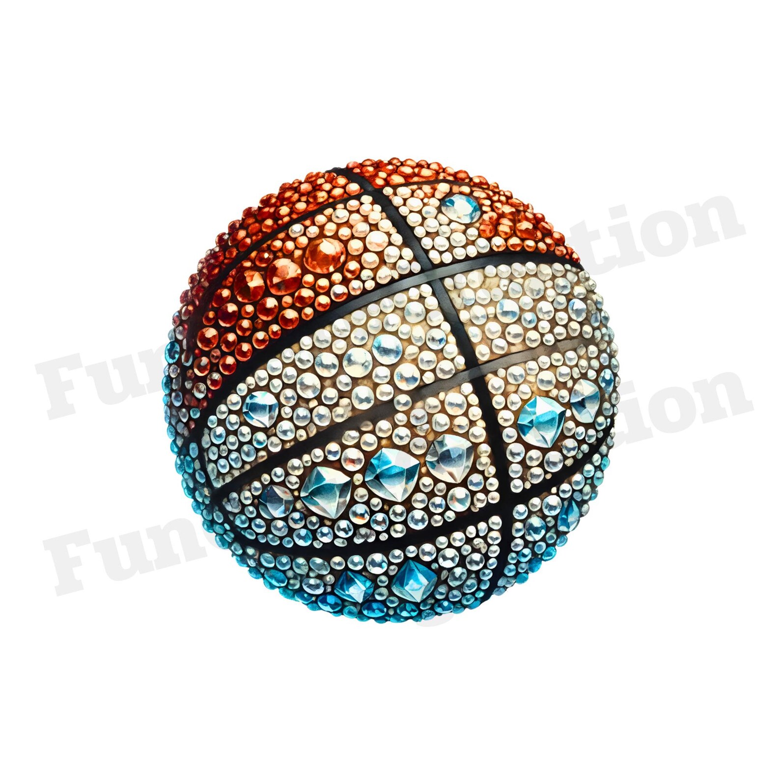 Rhinestone Basketball Clipart Set, Faux Rhinestone Basketball PNG ...