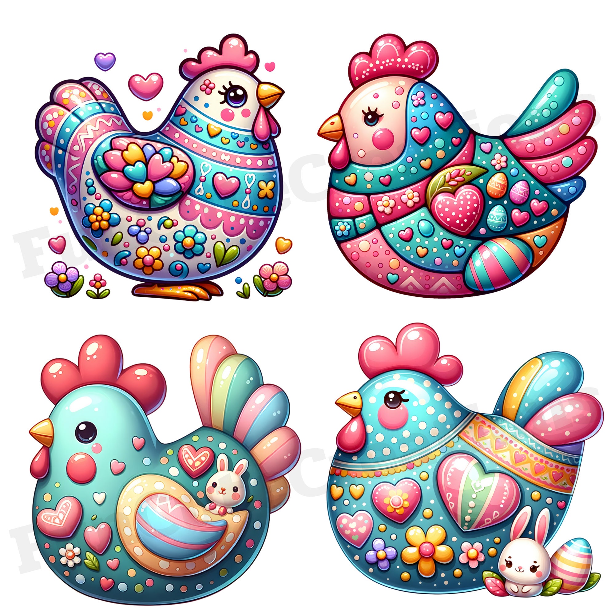 Easter Ceramic Chicken Clipart, Easter Clipart, Easter Chicken, Easter ...