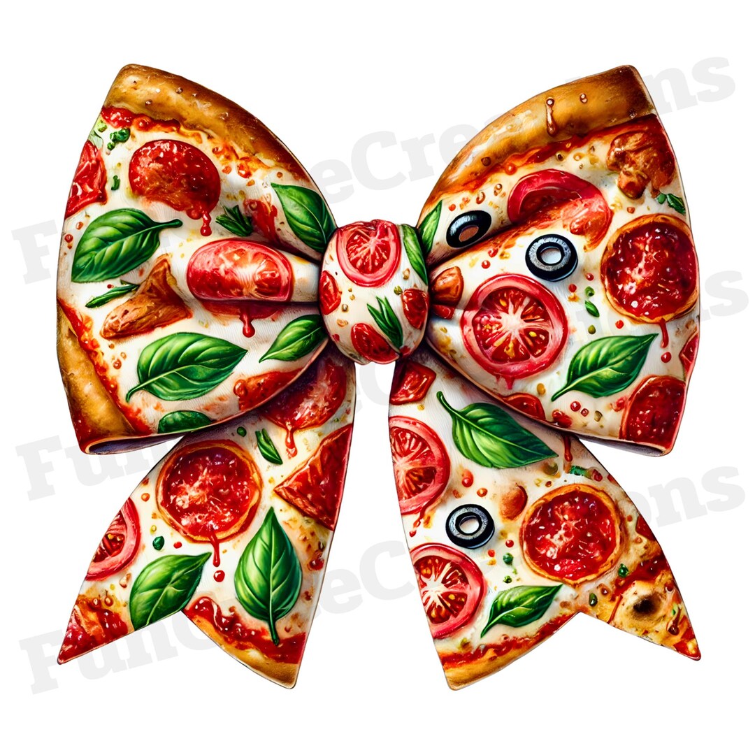 Coquette Bow Pizza PNG, Girly Pizza Sublimation PNG, Cute Food Clipart ...