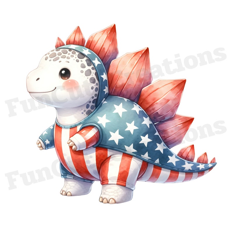 Patriotic Dinosaur Clipart, 4th of July Clipart, USA Dinosaur PNG ...