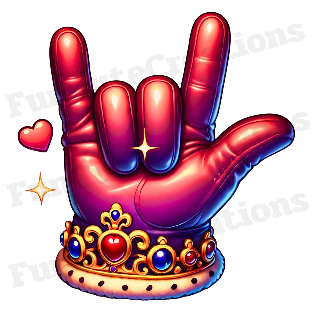 Royal Hand Glove I Love You ASL PNG, Crown Sign Language Clipart ...