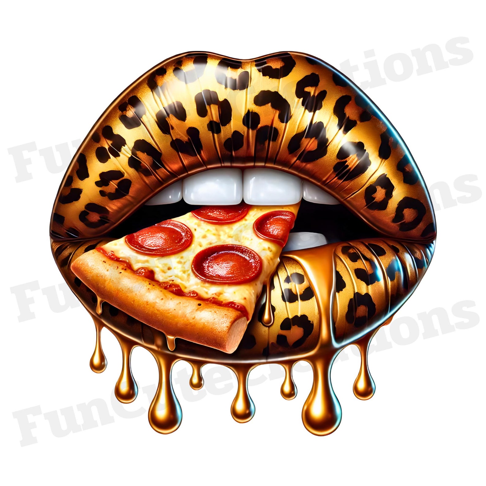 Leopard Dripping Lips With Pizza PNG, Pizza Lips Clipart, Leopard Print ...